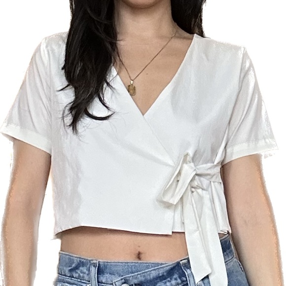 Tops | Crossover Tie Cropped Top | Poshmark